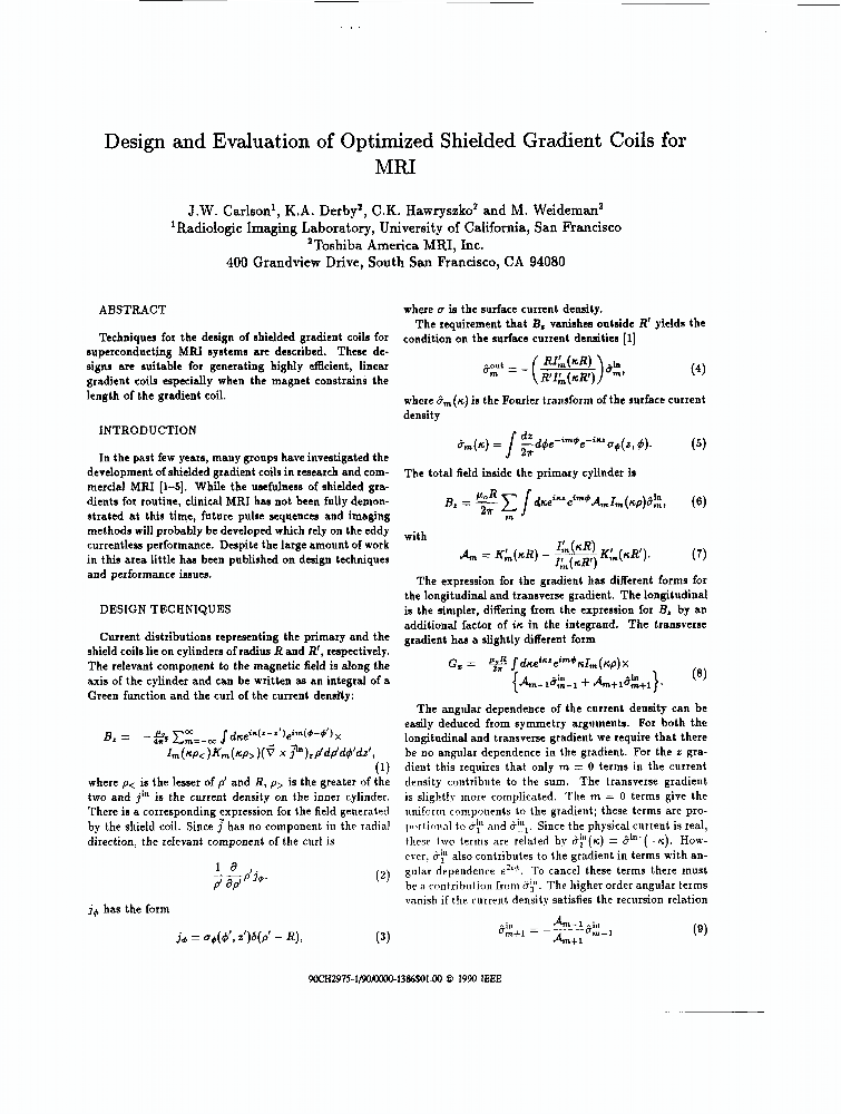 Design And Evaluation Of Optimized Shielded Gradient Coils For MRI ...