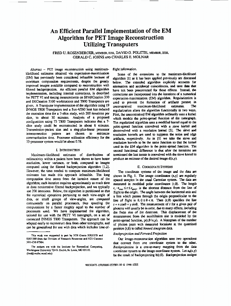 An Efficient Parallel Implementation Of The Em Algorithm For Pet Image Reconstruction Utilizing ...