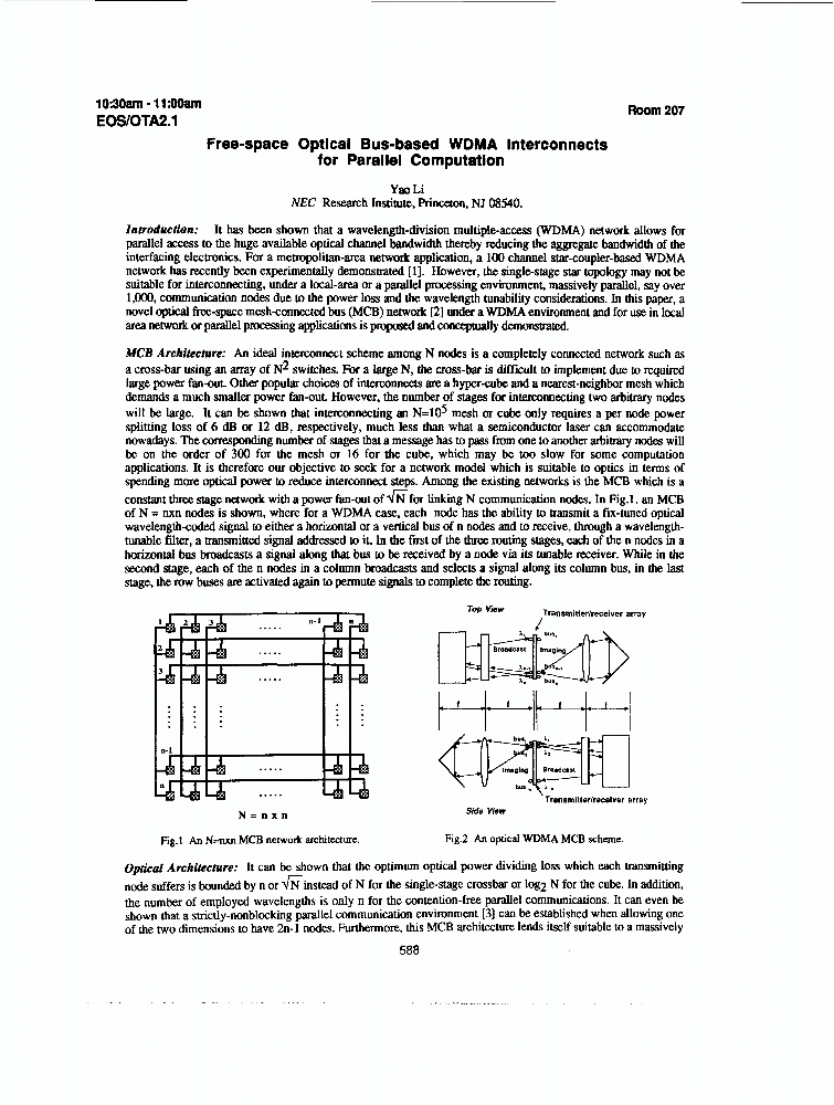 Free-space Optical Bus-based WDMA Interconnects For Parallel ...