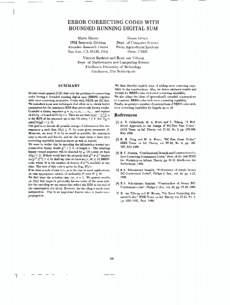 Error Correcting Codes With Bounded Running Digital Sum | IEEE ...