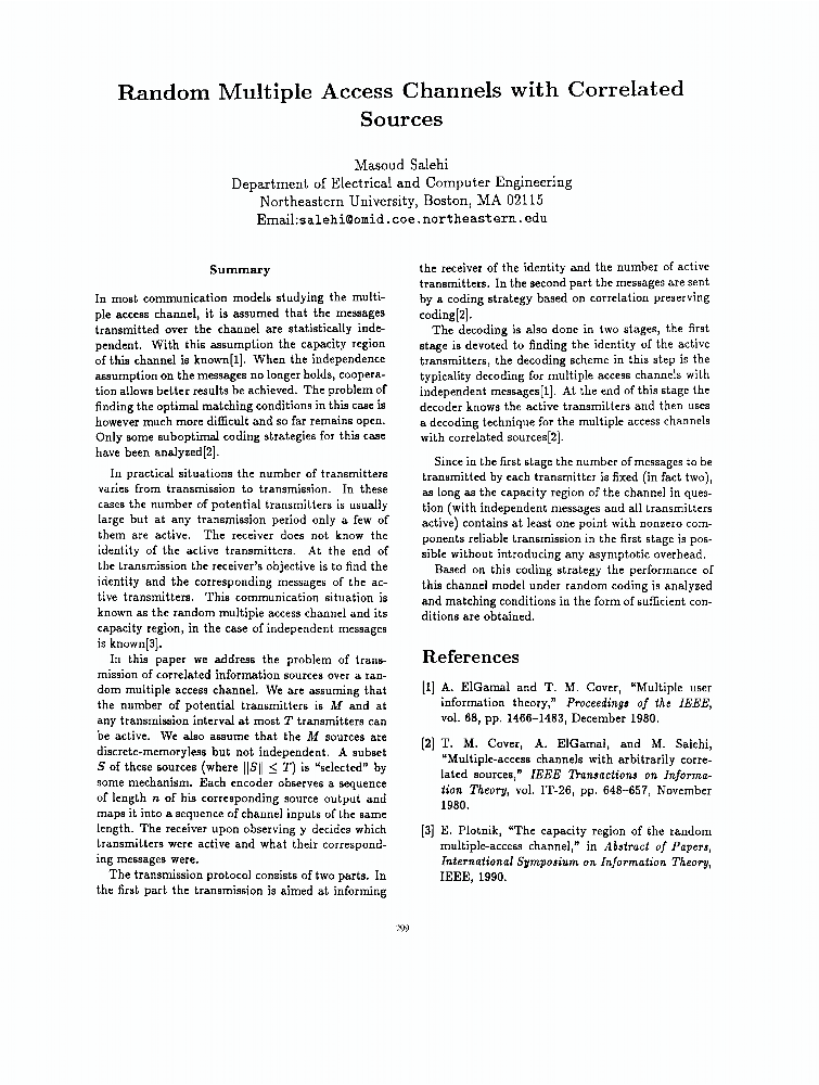 Random Multiple Access Channels With Correlated Sources | IEEE Conference Publication | IEEE Xplore