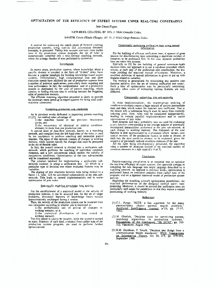 Optimization Of The Efficiency Of Expert Systems Under Real Time Constraints Ieee Conference