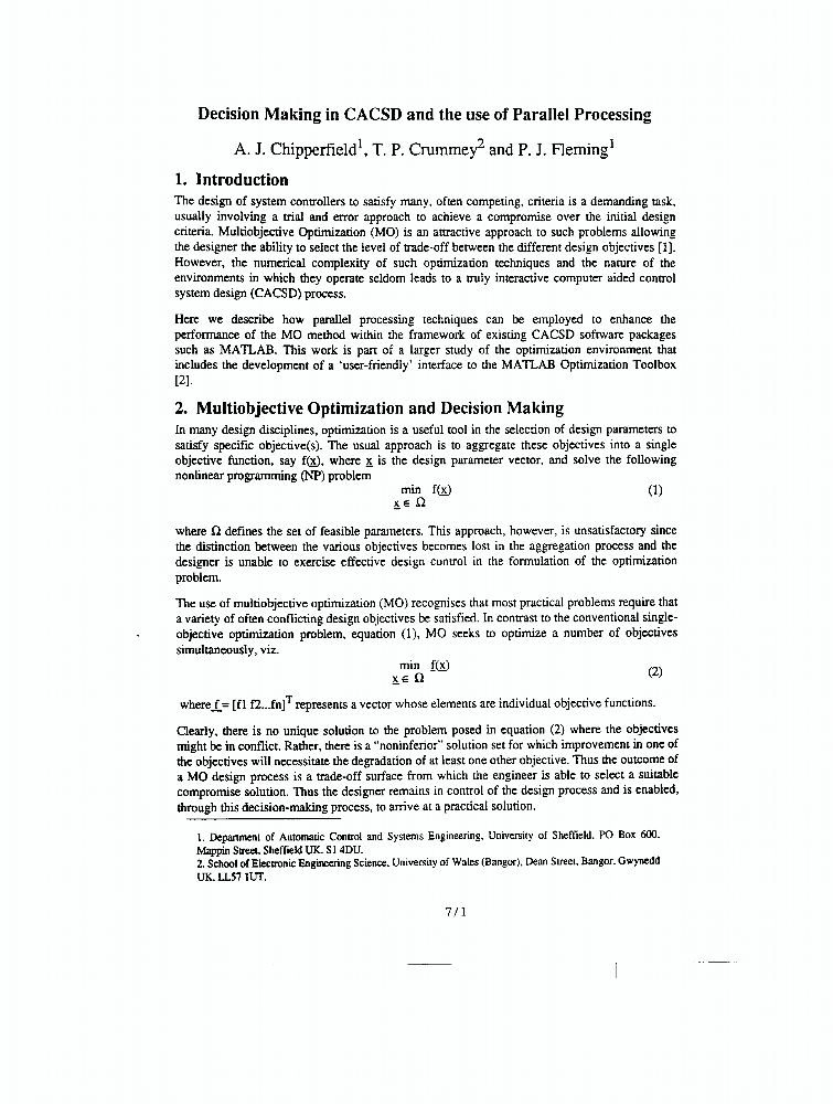 Decision Making In Cacsd And The Use Of Parallel Processing | IET ...
