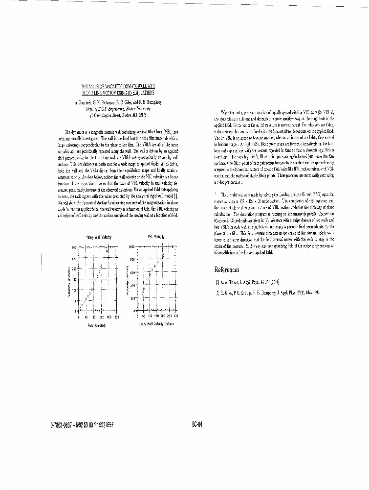 Dynamics of magnetic domain wall and bloch line motion using 3D ...