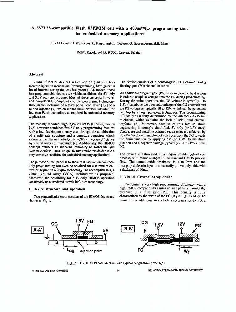 A 5v/3.3v-compatible Flash E/sup 2/PROM Cell With A 400ns/70/spl mu/m ...