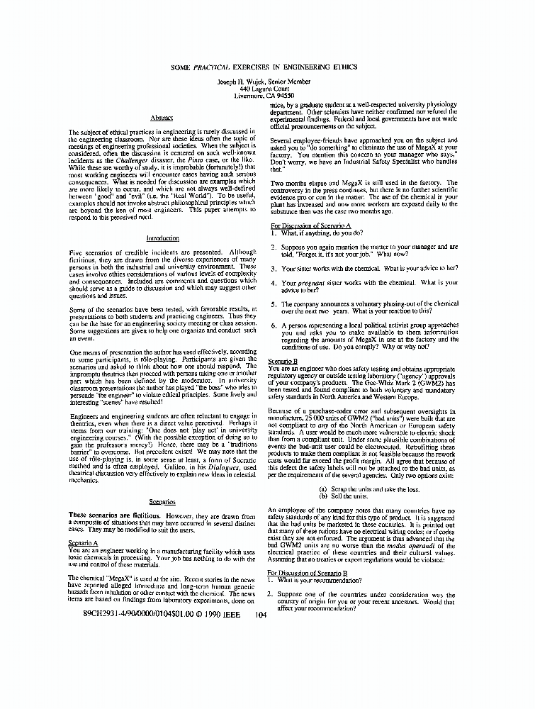 Some Practical Exercises In Engineering Ethics | IEEE Conference ...