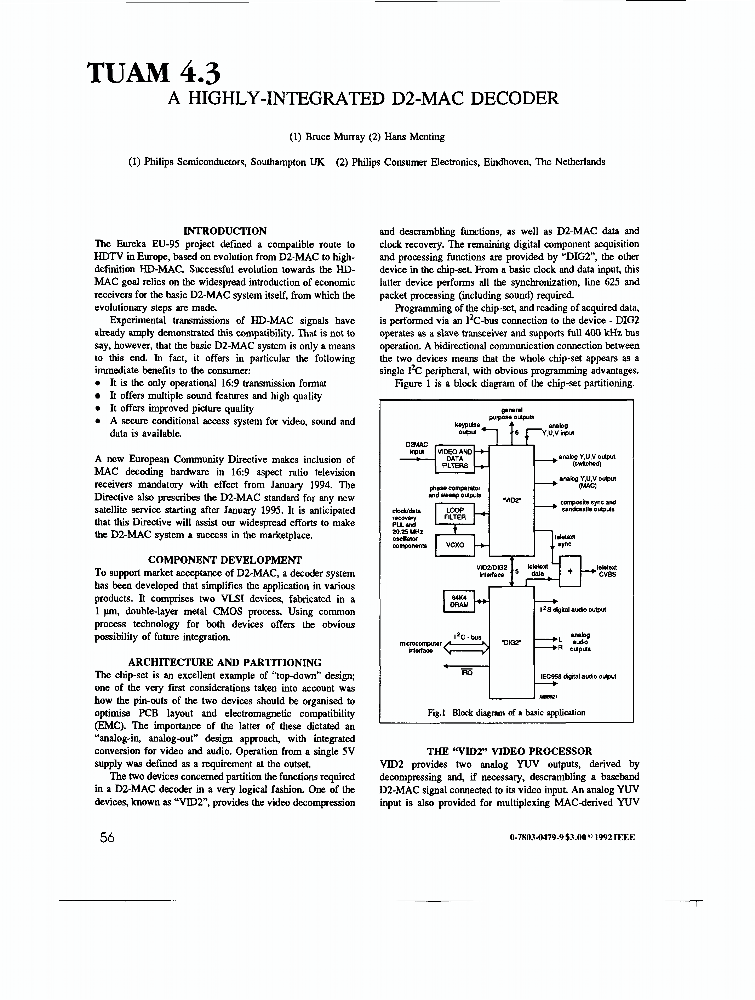 A Highly-integrated D2-MAC Decoder | IEEE Conference Publication | IEEE ...