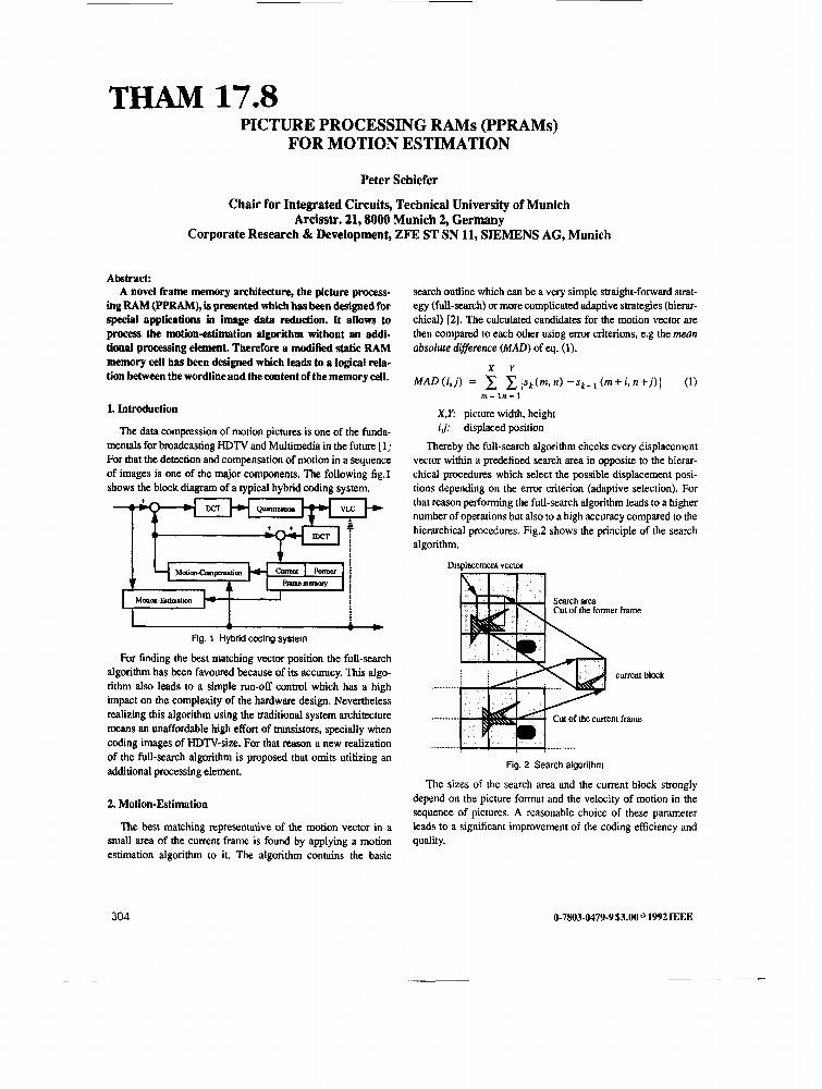 Picture Processing Rams (PPRAMs) For Motion Estimation | IEEE ...