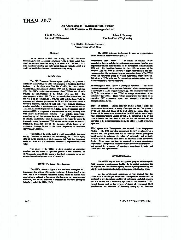 An Alternative to traditional EMC testing, the GHz transverse ...