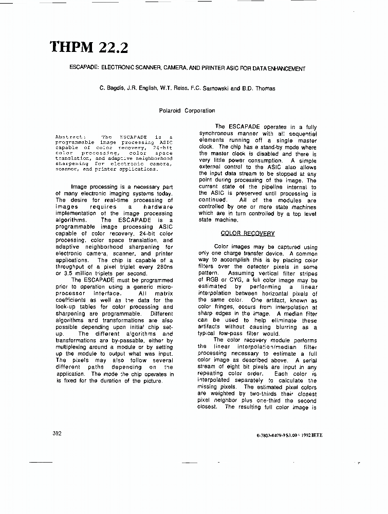 Escapade: Electronic Scanner, Camera, And Printer ASIC For Data ...