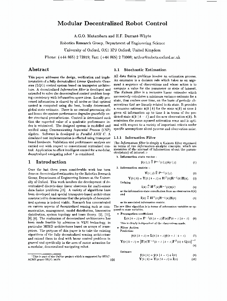 Modular Decentralized Robot Control | IEEE Conference Publication ...