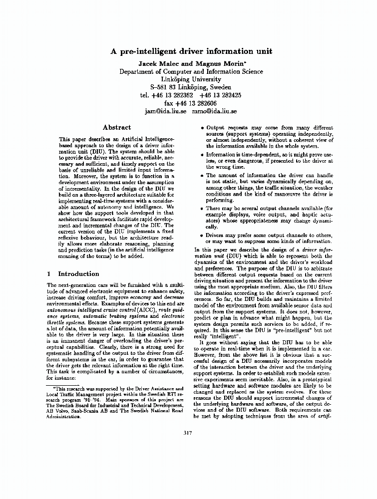 A Pre-intelligent Driver Information Unit | IEEE Conference Publication ...