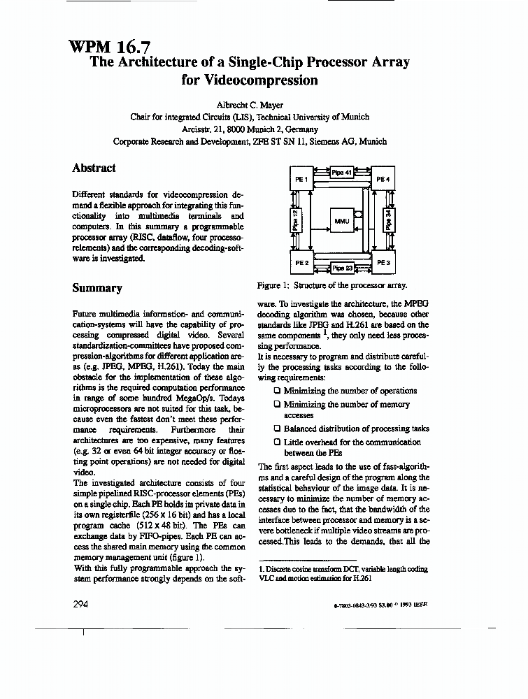The Architecture Of A Single-chip Processor Array For Videocompression ...