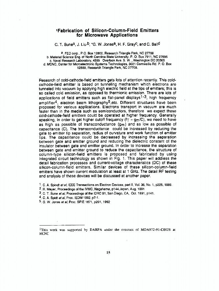 Fabrication Of Silicon-column-field Emitters For Microwave Applications ...