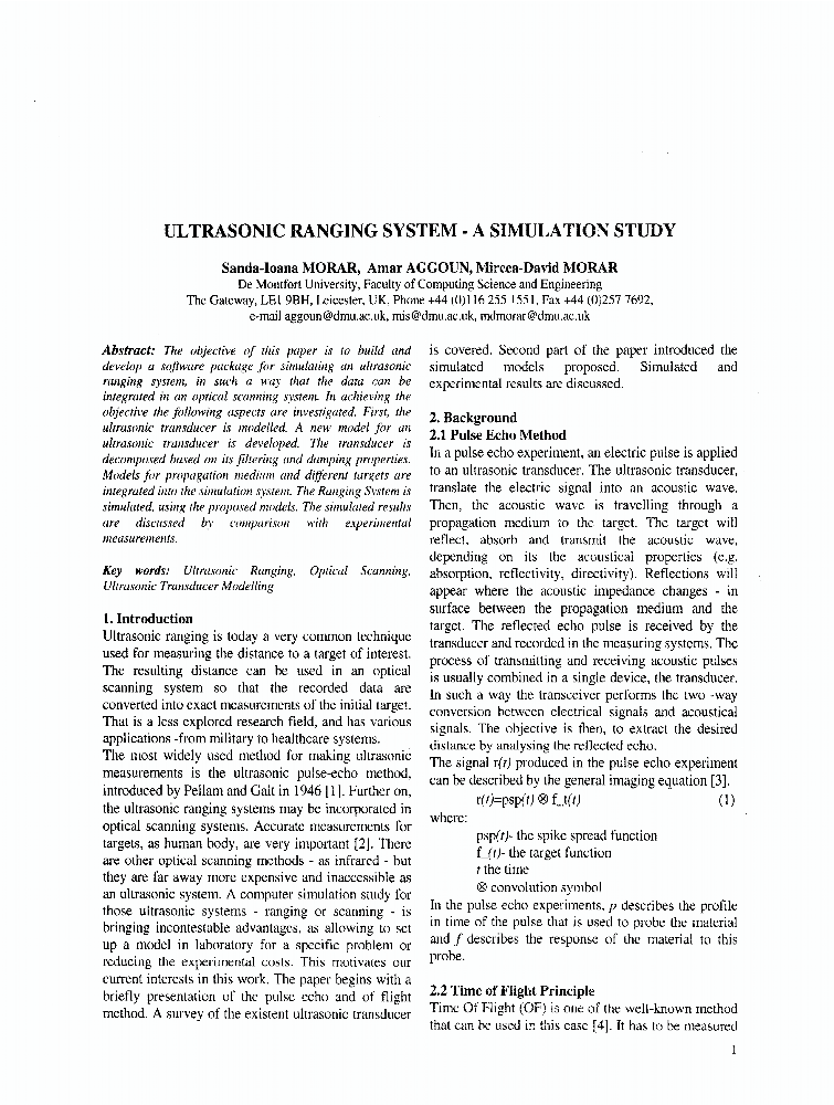 Ultrasonic Ranging System - A Simulation Study | IEEE Conference ...