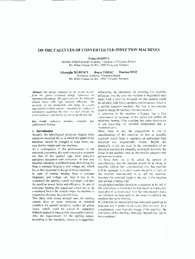On The Calculus Of Converter FED Induction Machines | IEEE Conference ...