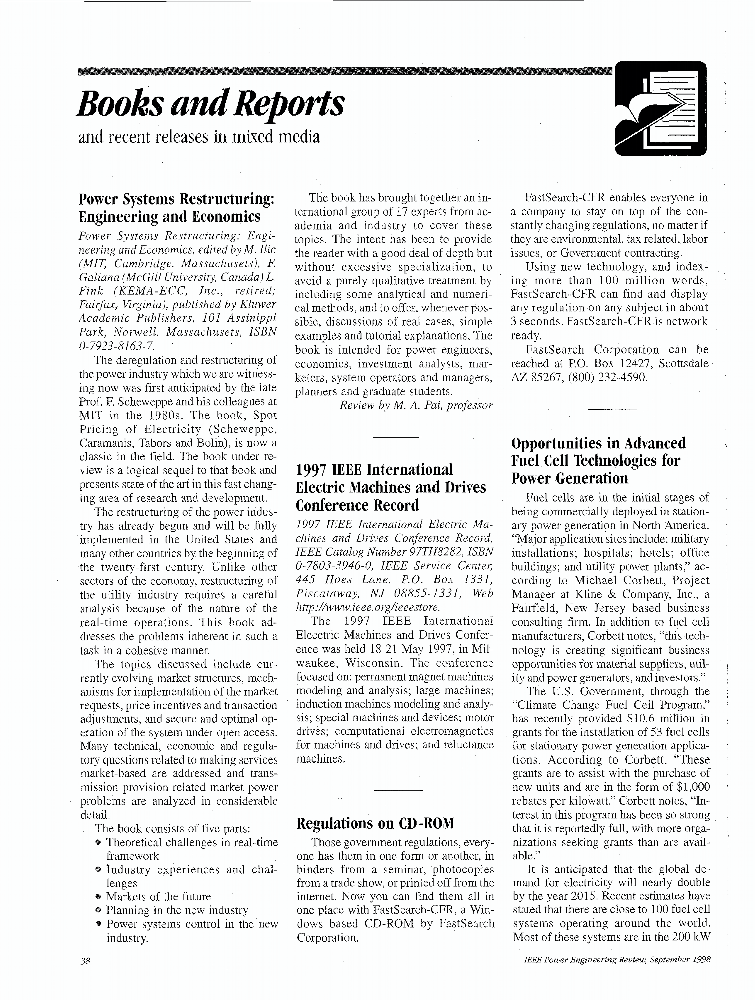 Power Systems Restructuring: Engineering And Economics (Book Review ...