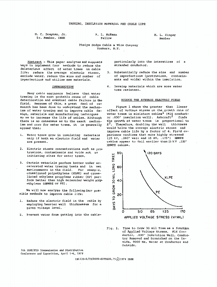 Treeing, Insulation Material And Cable Life | IEEE Conference ...