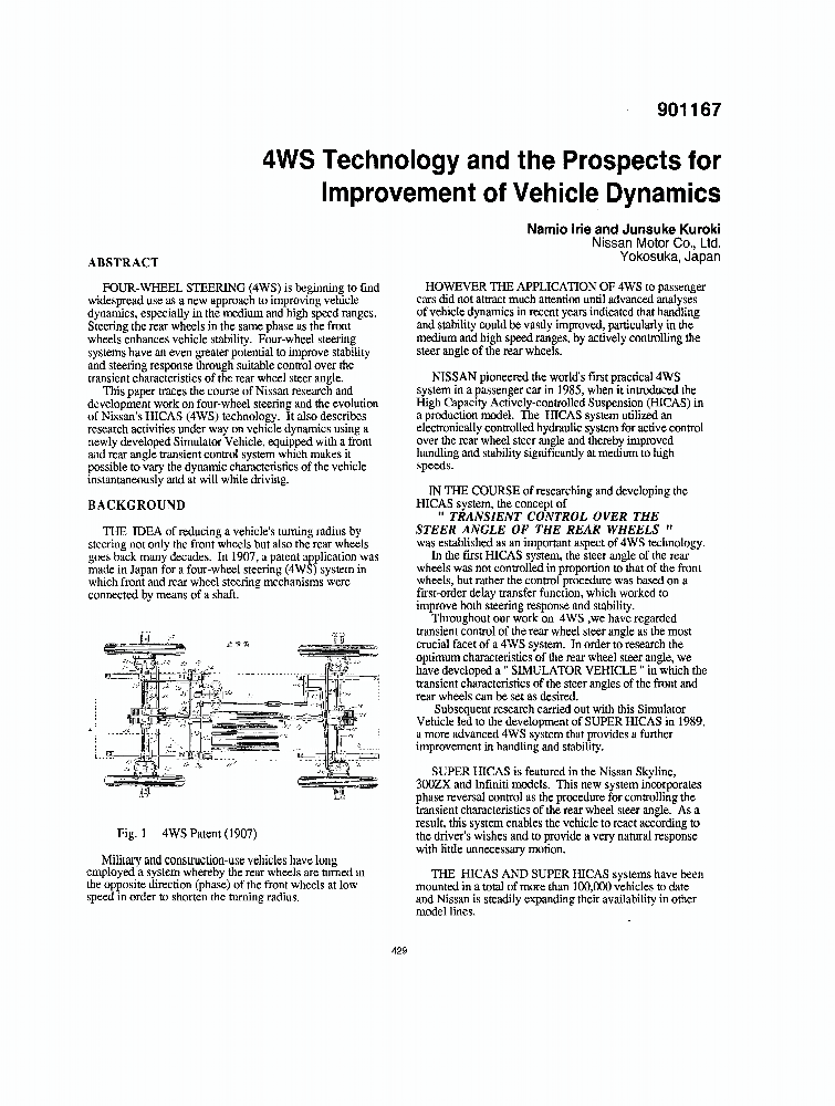 4WS Technology and the Prospects for Improvement of Vehicle Dynamics ...