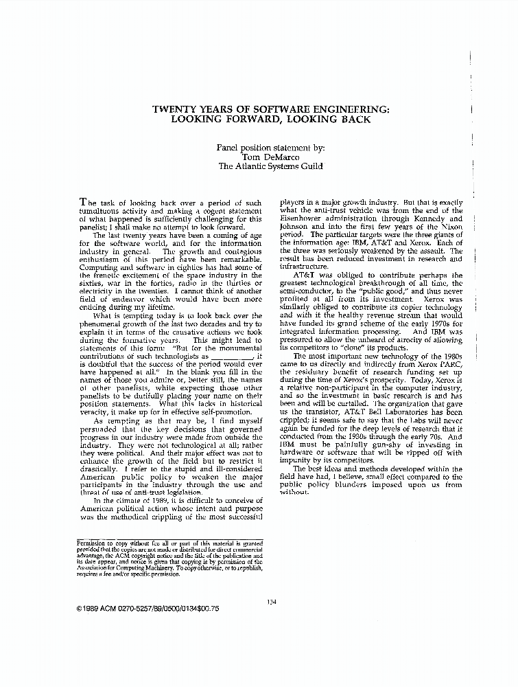 Twenty Years Of Software Engineering: Looking Forward, Looking Back ...