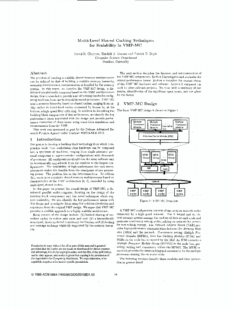 Multi-level Shared Caching Techniques For Scalability In VMP-MC | IEEE ...