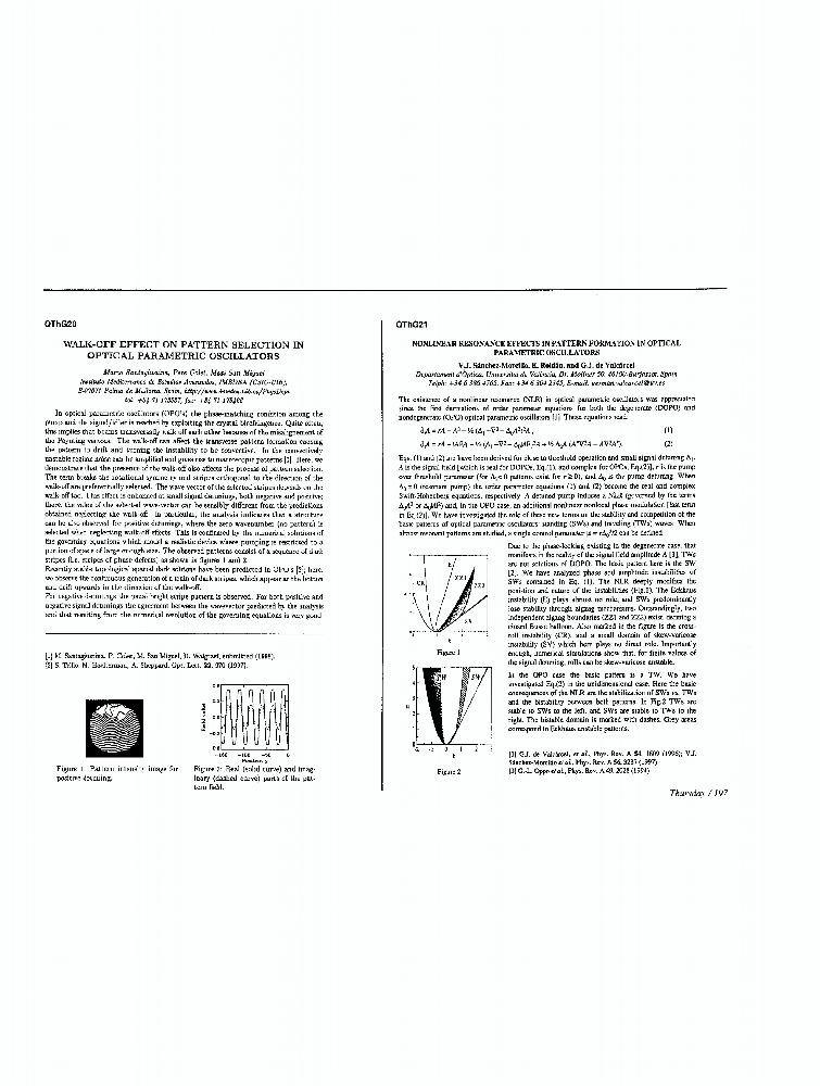 Walk-Off Effect on Pattern Selections in Optical Parametric Oscillators ...