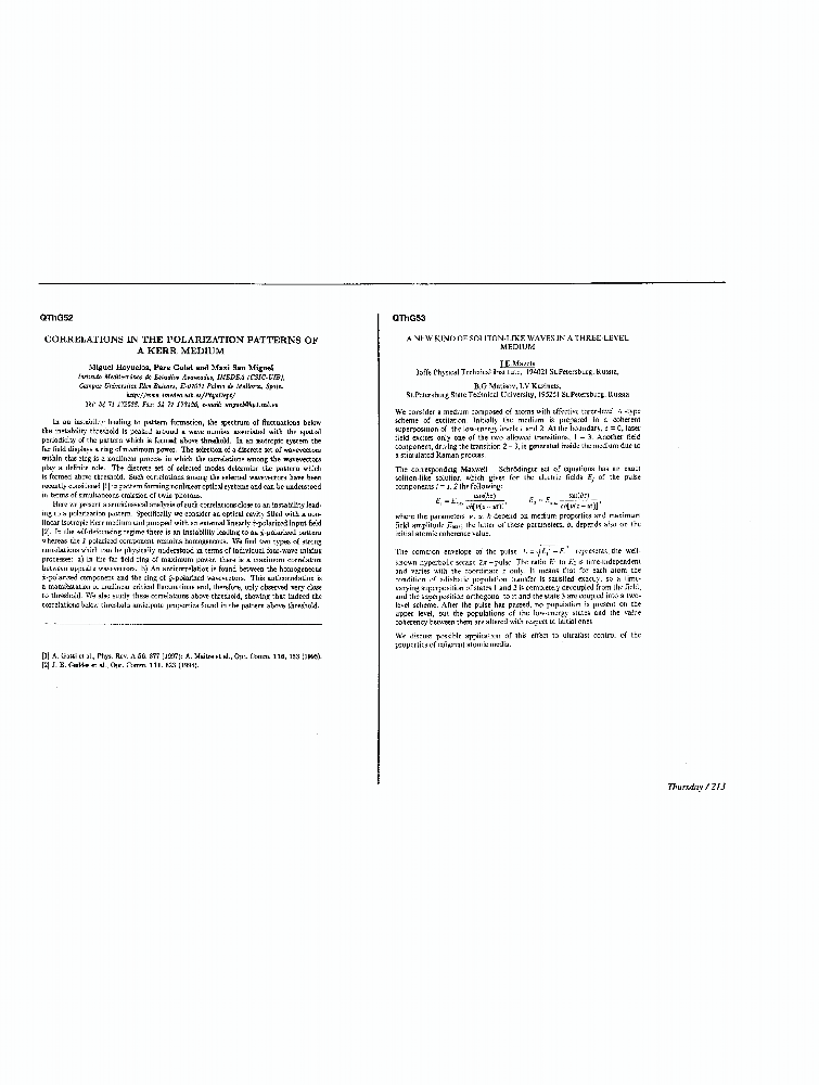 Correlations in the Polarization Patterns of a Kerr Medium | IEEE ...
