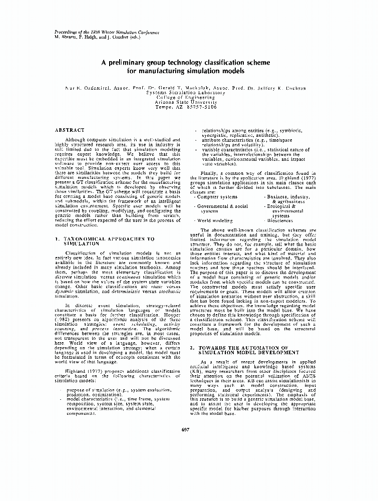 A preliminary group technology classification scheme for manufacturing ...