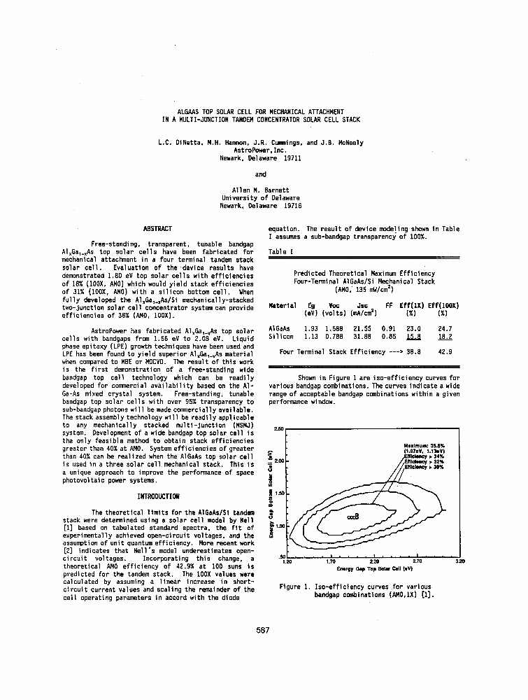 Algaas Top Solar Cell for Mechanical Attachment in a Multi-Junction ...