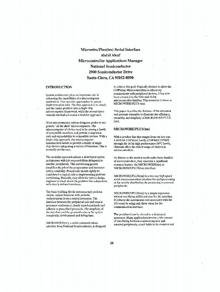 Microwire/Plus(tm) Serial Interface | IEEE Conference Publication ...