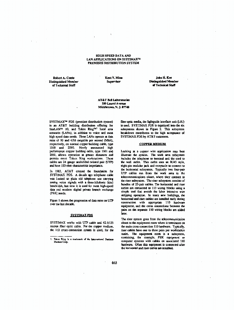 High Speed Data And Lan Applications On Systimax Premises Distribution ...