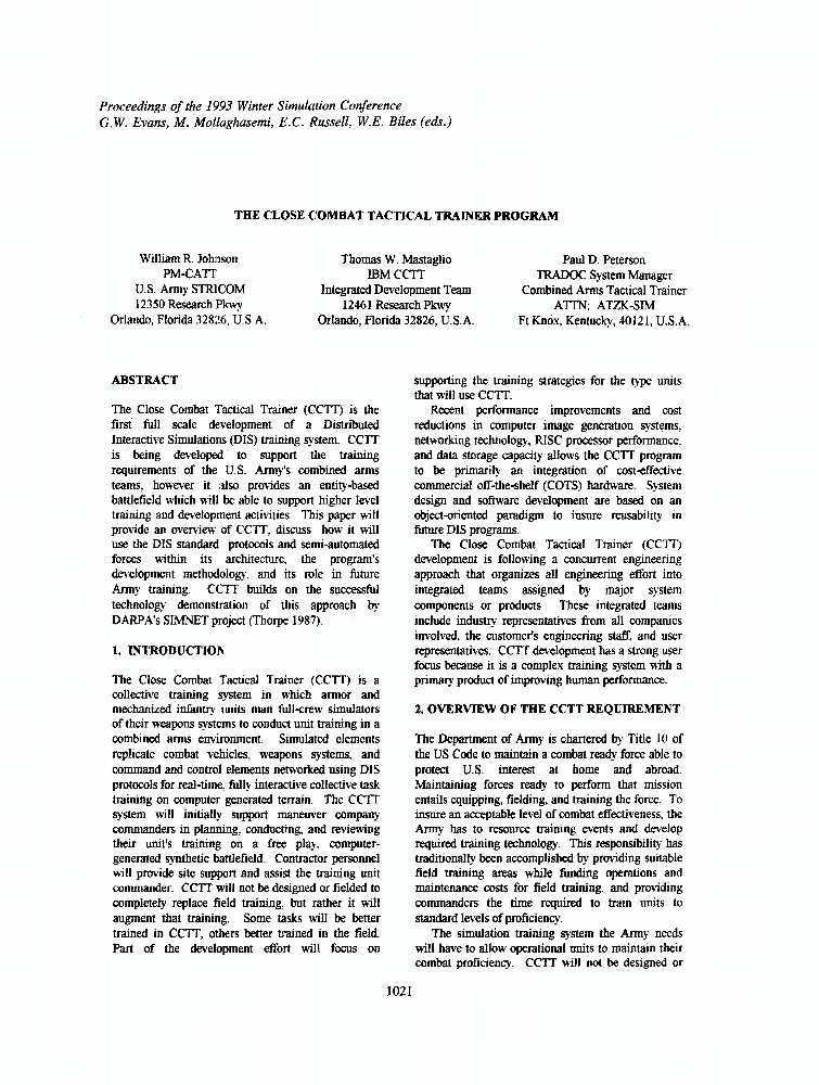 The Close Combat Tactical Trainer Program | IEEE Conference Publication ...