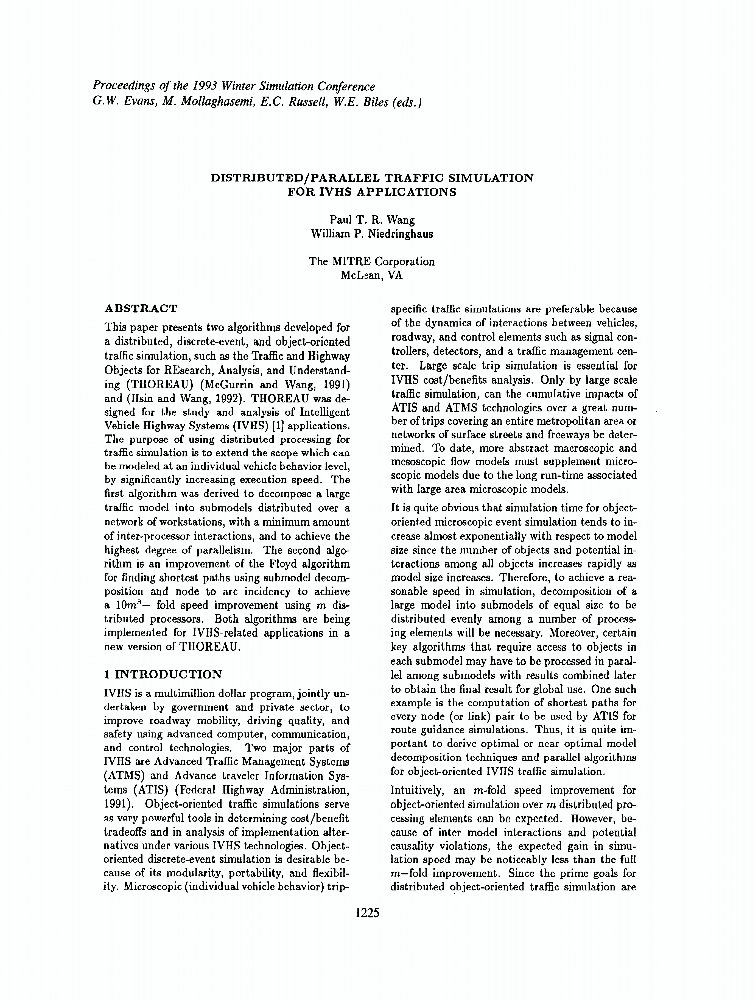 Distributed/parallel Traffic Simulation for Ivhs Applications | IEEE Conference Publication ...