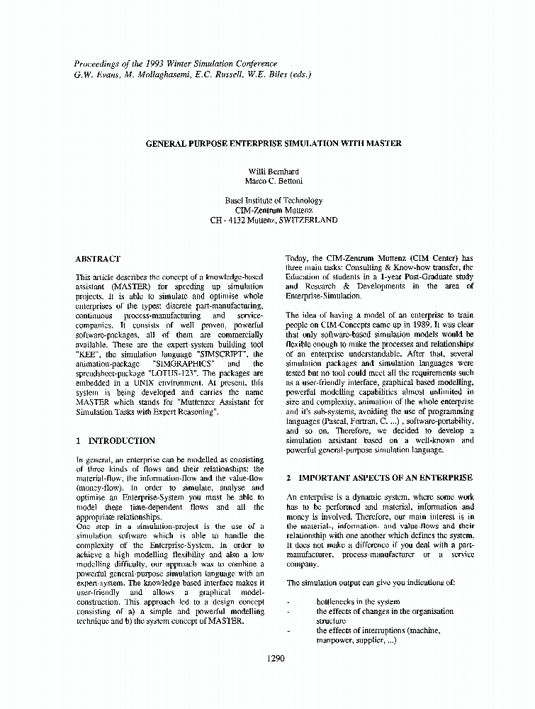 General Purpose Enterprise Simulation with Master | IEEE Conference ...