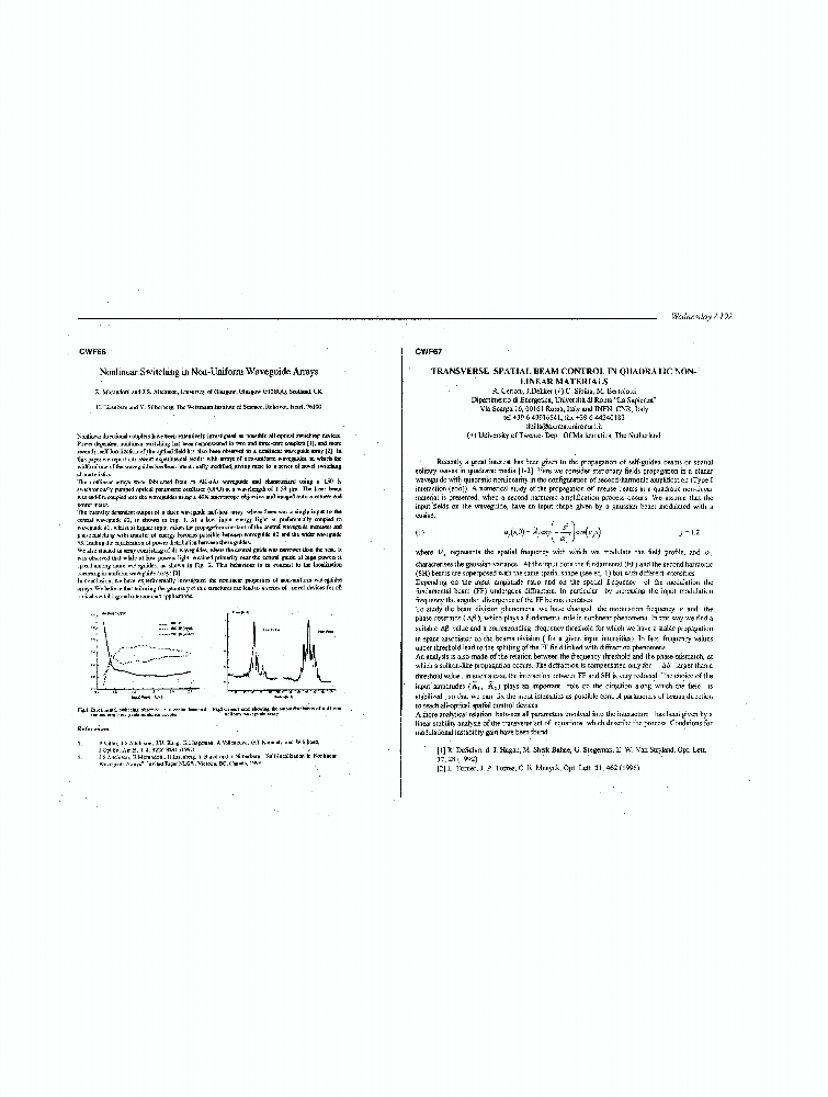 Nonlinear Switching in Non-Uniform Waveguide Arrays | IEEE Conference ...