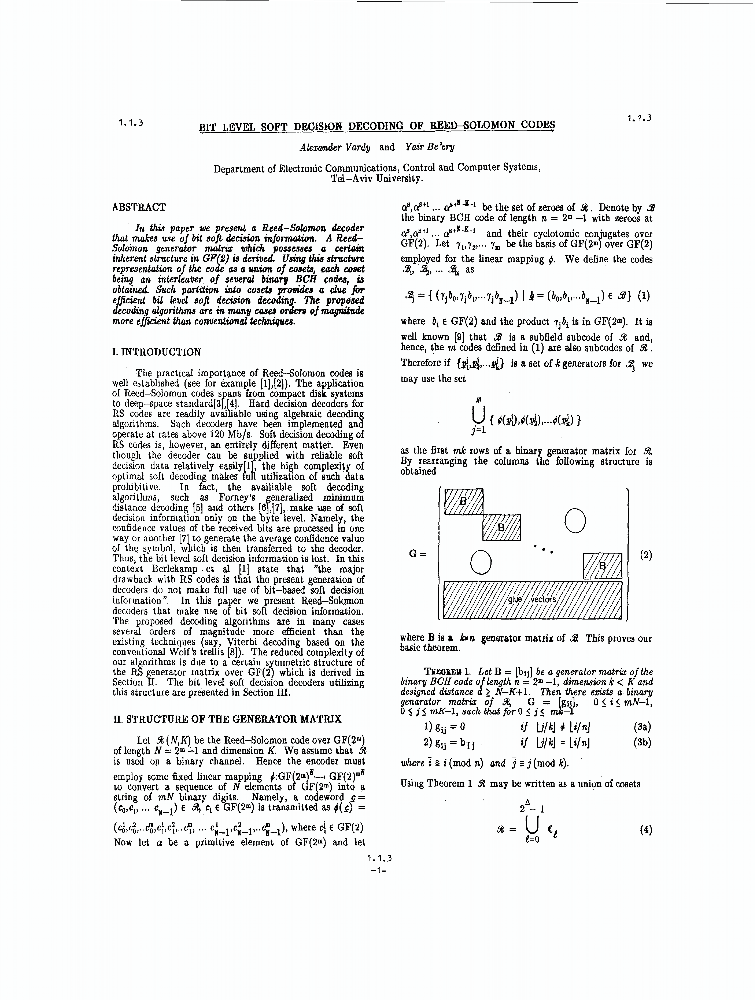 Bit Level Soft Decision decoding reed-solomon codes | IEEE Conference Publication | IEEE Xplore