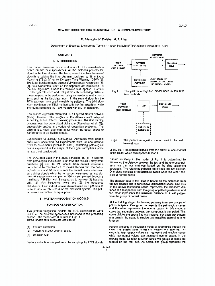 New Methods for ECG Classification - a Comparative, Study | IEEE Conference Publication | IEEE ...