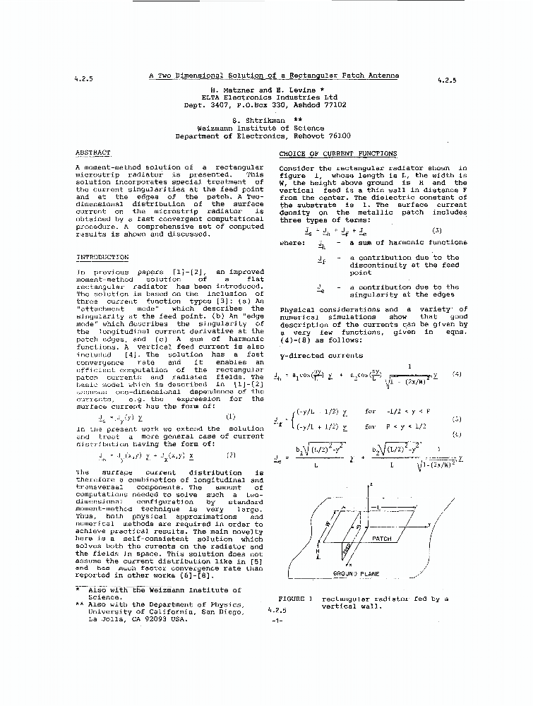 A Two Dimensional Solution of a Rectangular Patch Antenna | IEEE ...