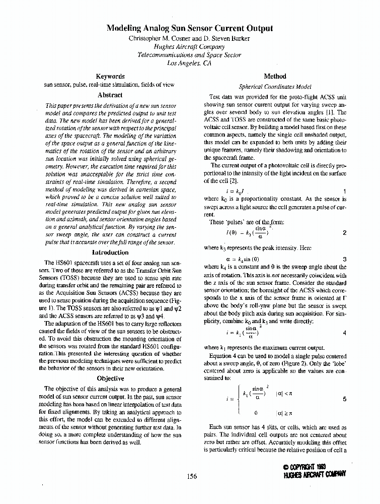Modeling Analog Sun Sensor Current Output | IEEE Conference Publication ...