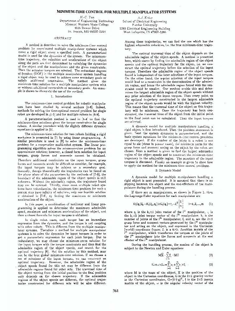 Minimum-Time Control for Multiple Manipulator Systems | IEEE Conference ...