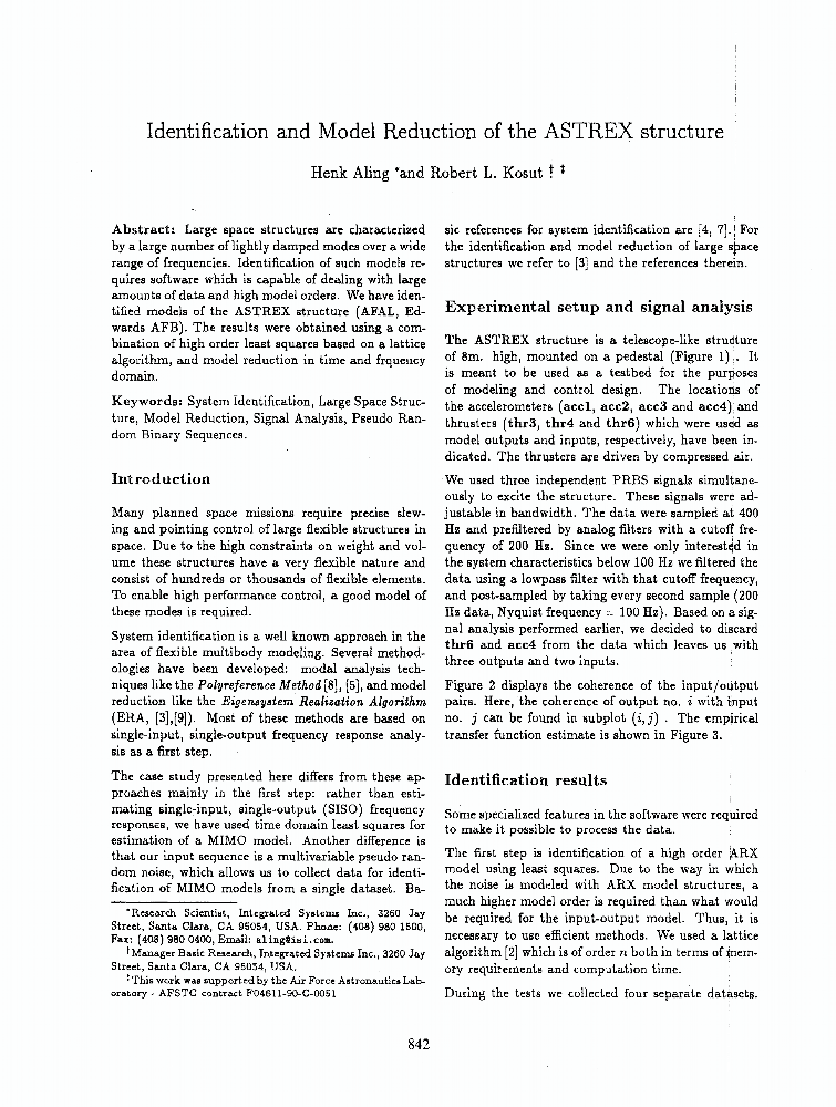 Identification and Model Reduction of the ASTREX structure | IEEE ...