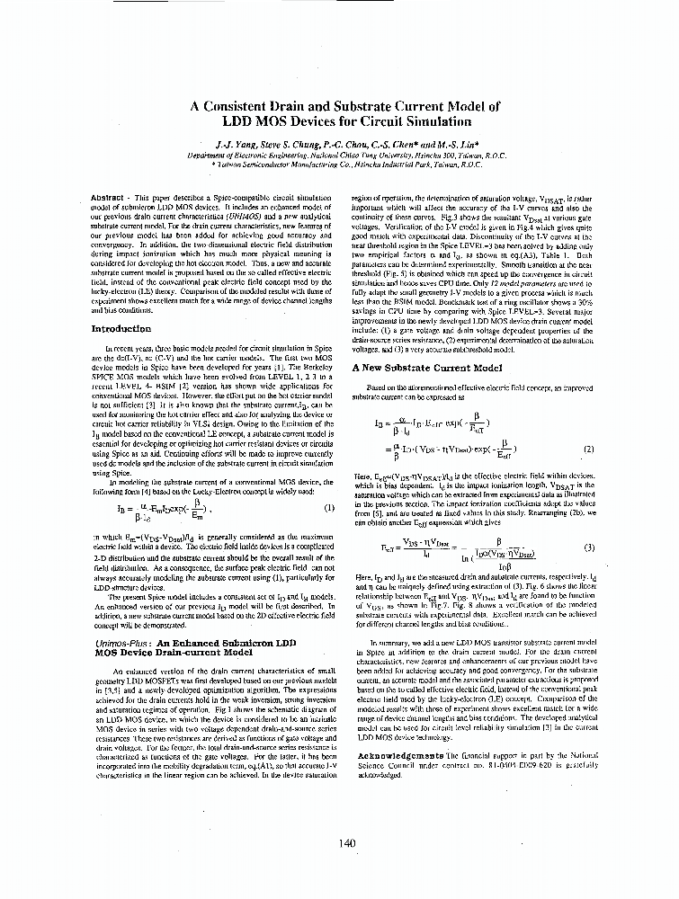 A Consistent Drain And Substrate Current Model Of LDD MOS Devices For ...
