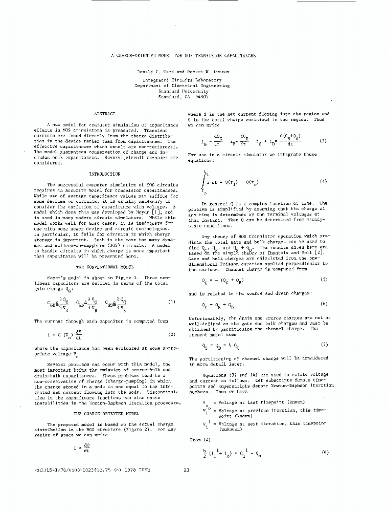 A Charge-oriented Model For MOS Transistor Capacitances | IEEE ...