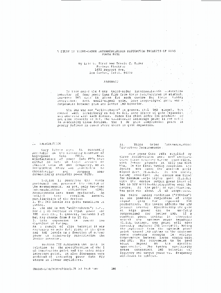 A Study Of Third-order Intermodulation Distortion Product's Of GaAs ...