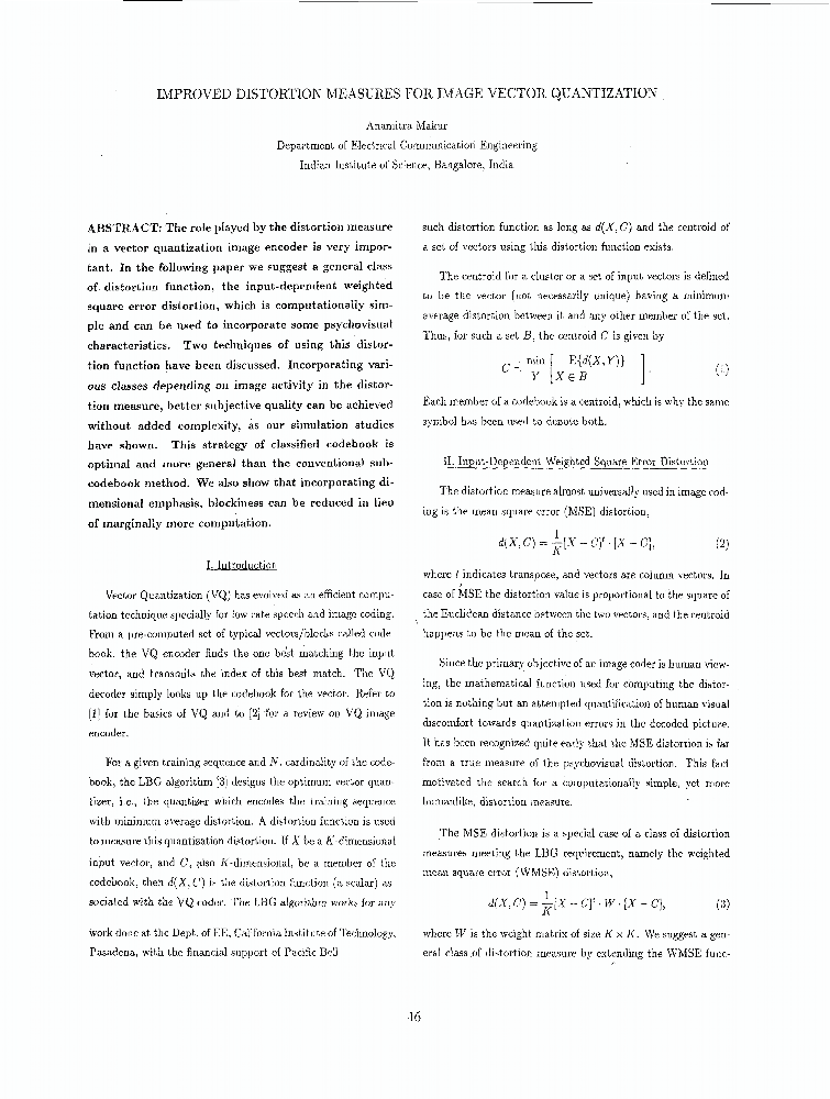 Improved Distortion Measures for Image Vector Quantization | IEEE Conference Publication | IEEE ...