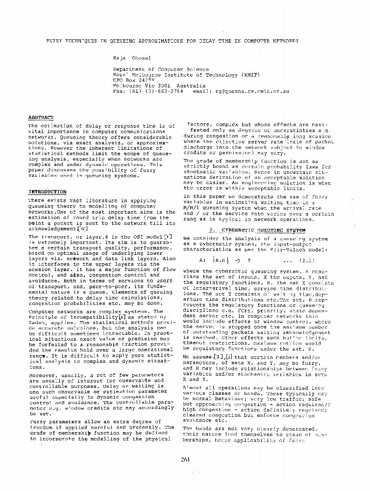 Fuzzy Techniques In Queueing Approximations For Delay Time In Computer Networks Ieee