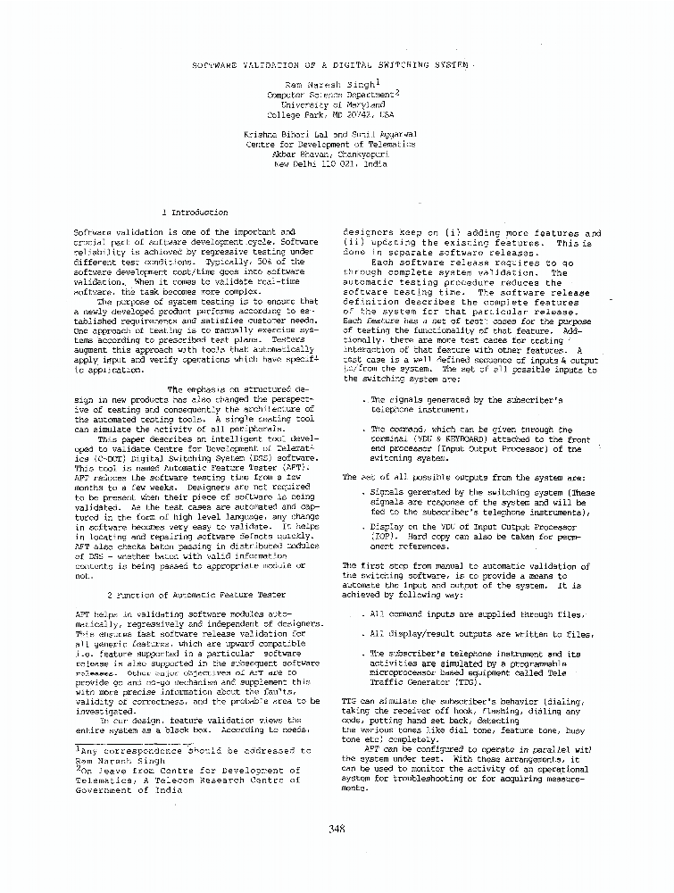 Software Validation Of A Digital Switching System Ieee Conference Publication Ieee Xplore