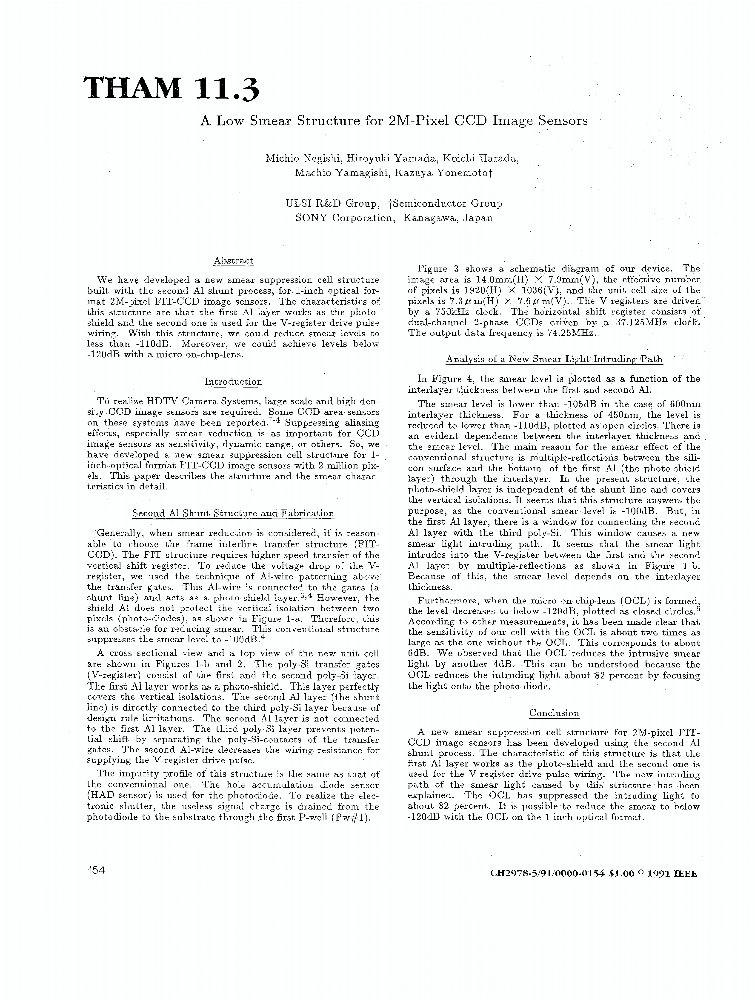A Low Smear Structure For 2M-pixel CCD Image Sensors | IEEE Conference ...