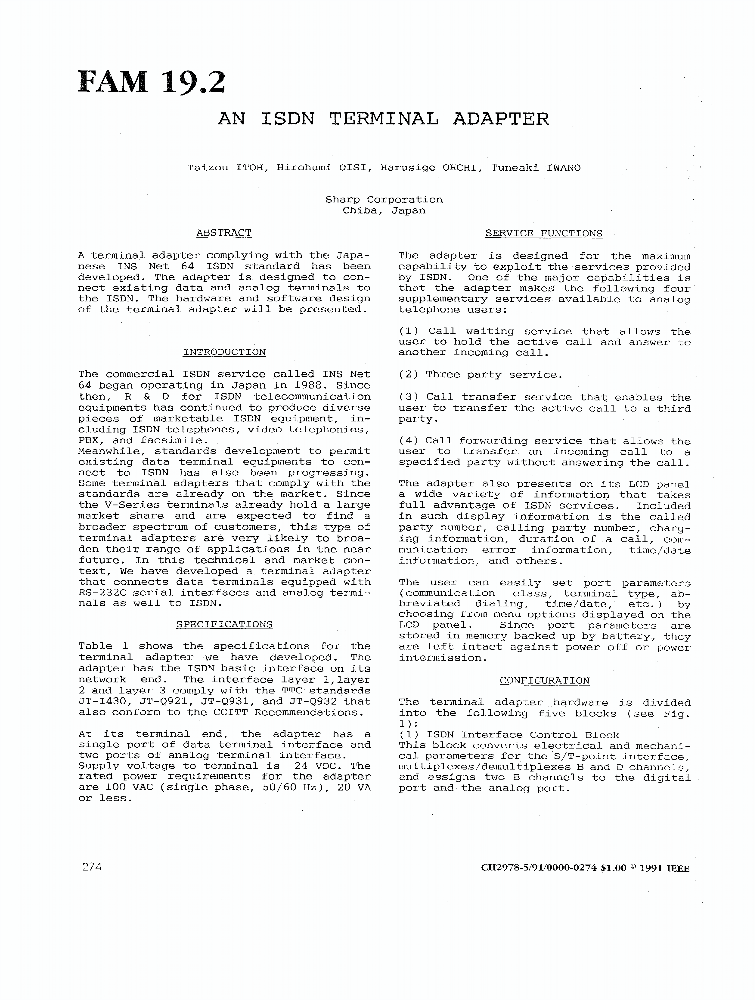 An ISDN Terminal Adapter | IEEE Conference Publication | IEEE Xplore