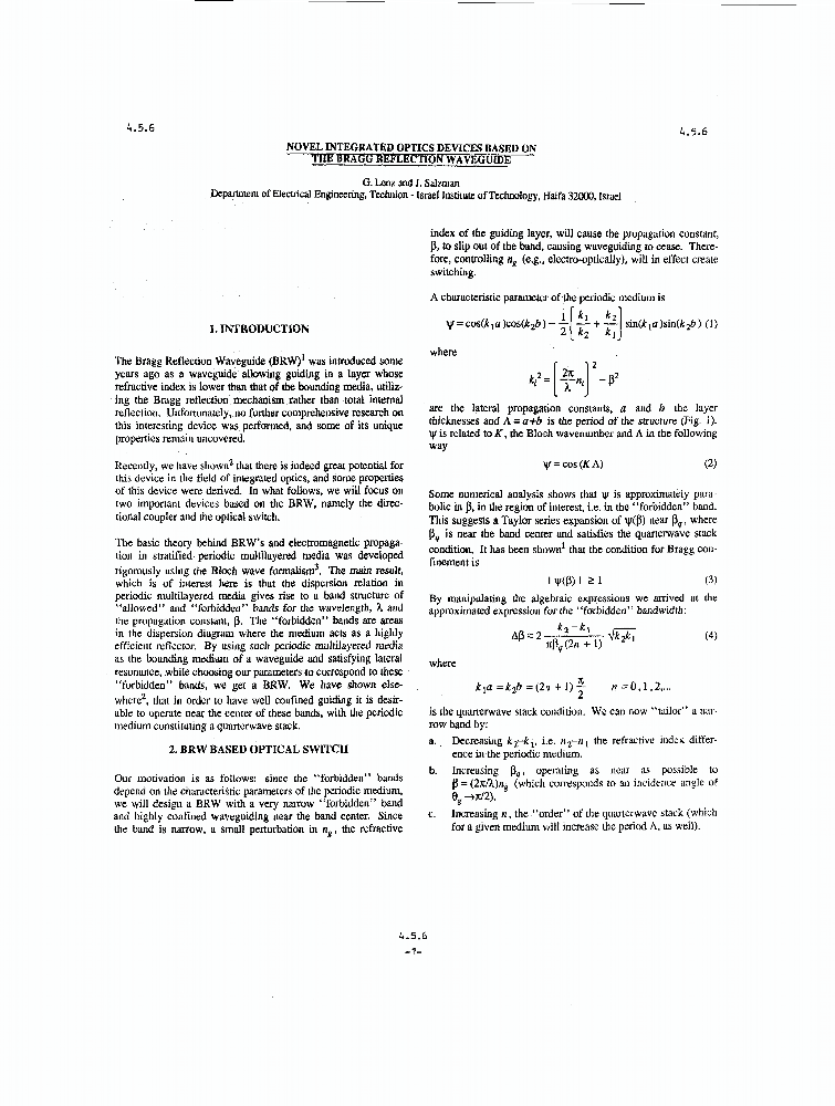 Novel Integrated Optics Devices Based on the Bragg Reflection Waveguide ...